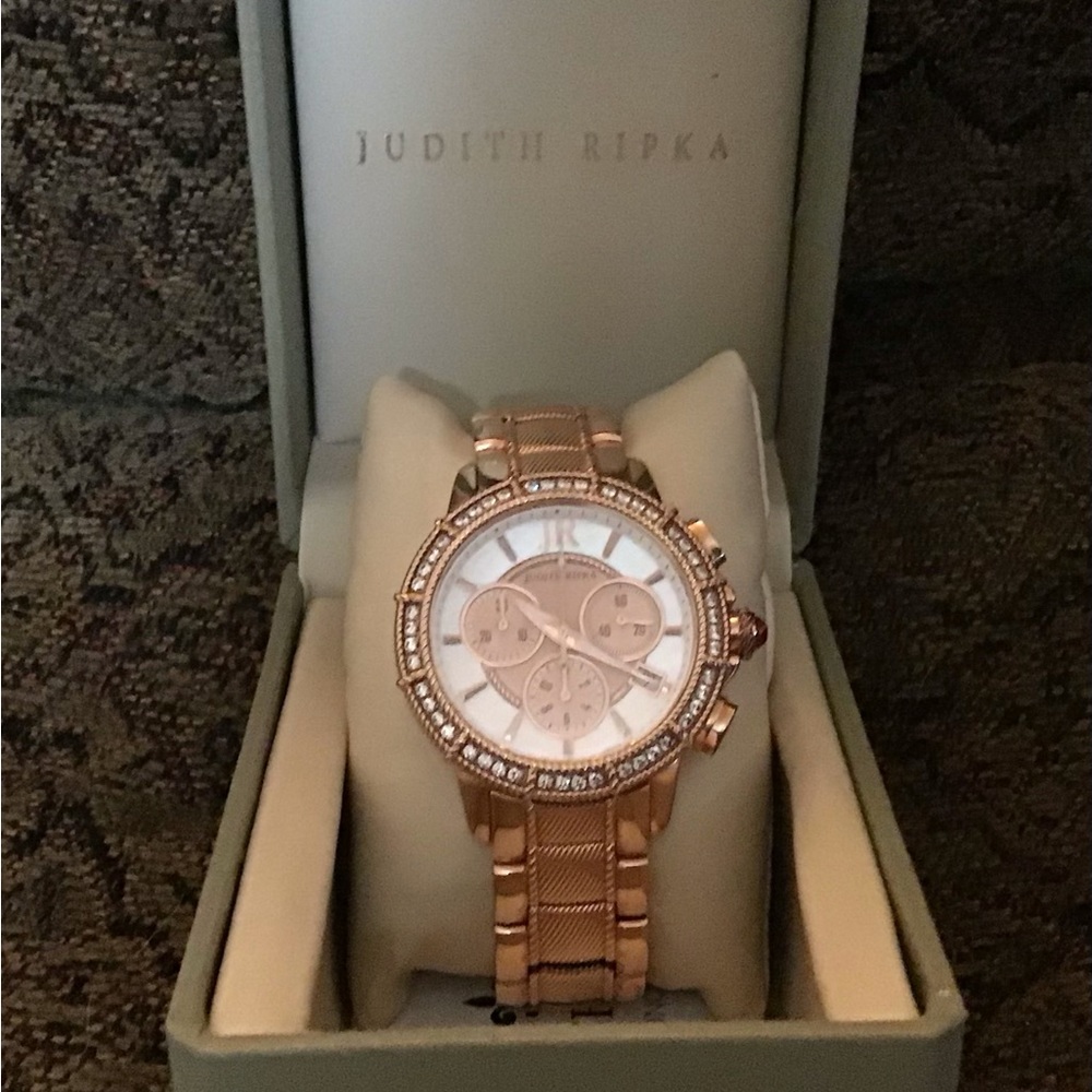 Judith Ripka Chronograph Watch-Rose Gold - Gem